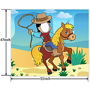 West Cowboy Horse Banner Backdrop Background Pretend Play Party Game West Cowpuncher The Lasso Theme Decor Decorations for Boys Rodeo 1st Birthday Party Baby Shower Supplies Photo Booth Props Favors