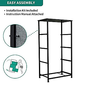 YITAHOME Storage Tower with 4 Drawers - Fabric Dresser, Organizer Unit for Bedroom, Living Room, Closets & Nursery - Sturdy Steel Frame, Easy Pull Fabric Bins & Wooden Top (Black/Grey)