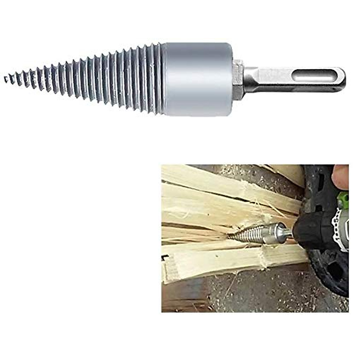 Firewood Log Splitter Drill, Wood Splitter Drill Bits,Heavy Duty Drill Screw Cone Driver for Hand Drill Stick (Square Shank)