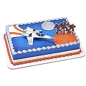 DECOPAC DecoSet Disney and Pixar Lightyear Let's Do This! Cake Topper With Working Lights, Rocket, Buzz, and Friends, 2 Piece Cake Decoration