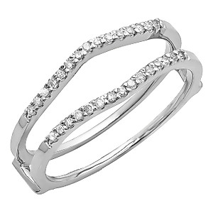 Dazzlingrock Collection Round White Diamond Wedding Enhancer Ring for Women (0.18 ctw) in Solid White Gold, Size 7