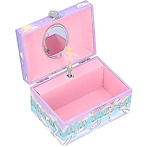 WJFMZS Musical Jewelry Box, Children Musical Jewelry Box Cartoon Pink Dancing Princess Music Box Jewelry Storage Case, Kids Toys with Mirror for Girls Birthday Gift