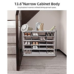 MULISOFT 20-Grid Shoe Rack Organizer Large Capacity, Shoe Cubby for Better Shoe Care, Space-saving Cubby Shoe Rack, Shoe Organizer Cubby Easy to Move for Entryway, Closet, Dormitories, Garage, Grey