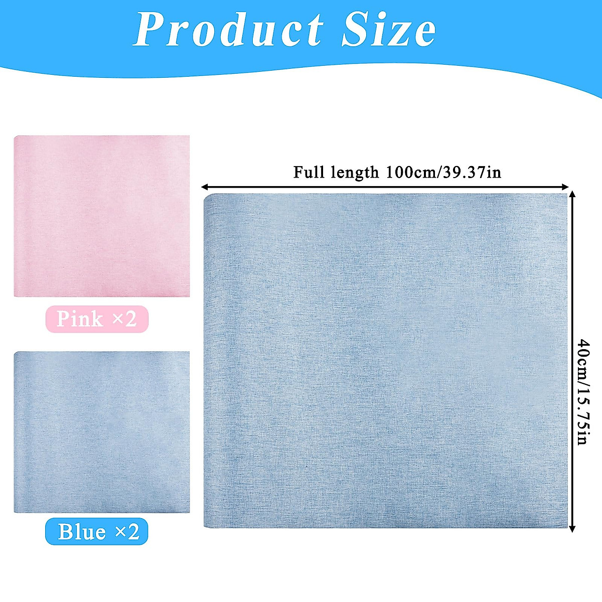 Boocalny 4 Rolls Book Cloth for Book Binding, 40 x 16 in Fabric Surface Paper Backed Book Cover, Weave Book 2 Colors Bookbinding Cloth for Adult DIY Book Scrapbooking, Album Cover （Pink and Blue）