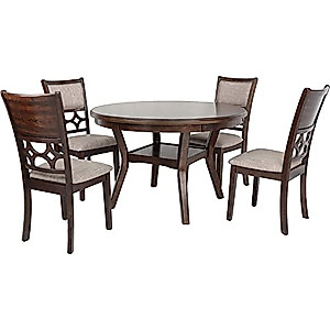 New Classic Furniture Mitchell 5-Piece Dining Set with 1 Table and 4 Chairs, Brown Cherry