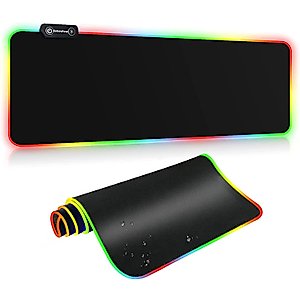 RGB Gaming Mouse Pad, Extended Large Mouse Pad with 14 Lighting Modes, Waterproof and Non-Slip Rubber Base Keyboard Mat Soft Gaming Pad Size 31.5X12 in