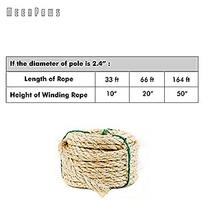 MEEXPAWS Natural Strong Sisal Rope Replacement for Cat Scratching Posts | Adhesive Tapes for Winding Easy & Tight | 1/4 “ Diameter | Brown | 164FT
