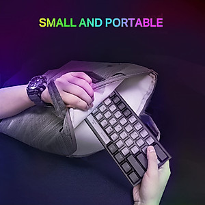 E-YOOSO 60% Wired Mechanical Gaming Keyboard, RGB Backlit Ultra-Compact 61 Keys Hot Swappable Mini Waterproof Wired Office Keyboard with Red Switches for Windows, Mac OS Gamers (Grey Black)