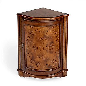 BOWERY HILL Transitional Wood Top Green Finish Corner Cabinet