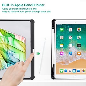 Rotating Case for iPad 9th/8th/7th Generation, Case for iPad Air 3rd, Case for iPad Pro 10.5 inch, 360 Degree Rotating Multi-Angle View Stand Cover Pencil Holder Auto Wake/Sleep, Colorful Smoke