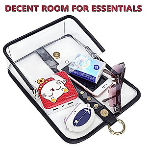 KUI WAN Clear Bag Stadium Approved,Clear Purse for Women Clear Crossbody Bag for Sport Event Concert,Black