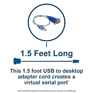 C2G Legrand USB to DB9 Serial Adapter Cable, Adapter Cable, USB to Desktop Adapter, 1.5 Foot Adapter Cord, Gray, 1 Count, C2G 26886