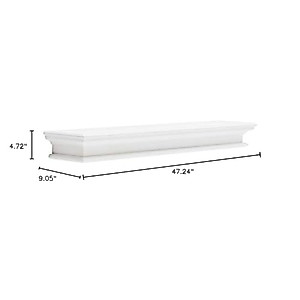 Beaumont Lane Modern Wood Extra Long Floating Wall Shelf in Pure White, Assembled