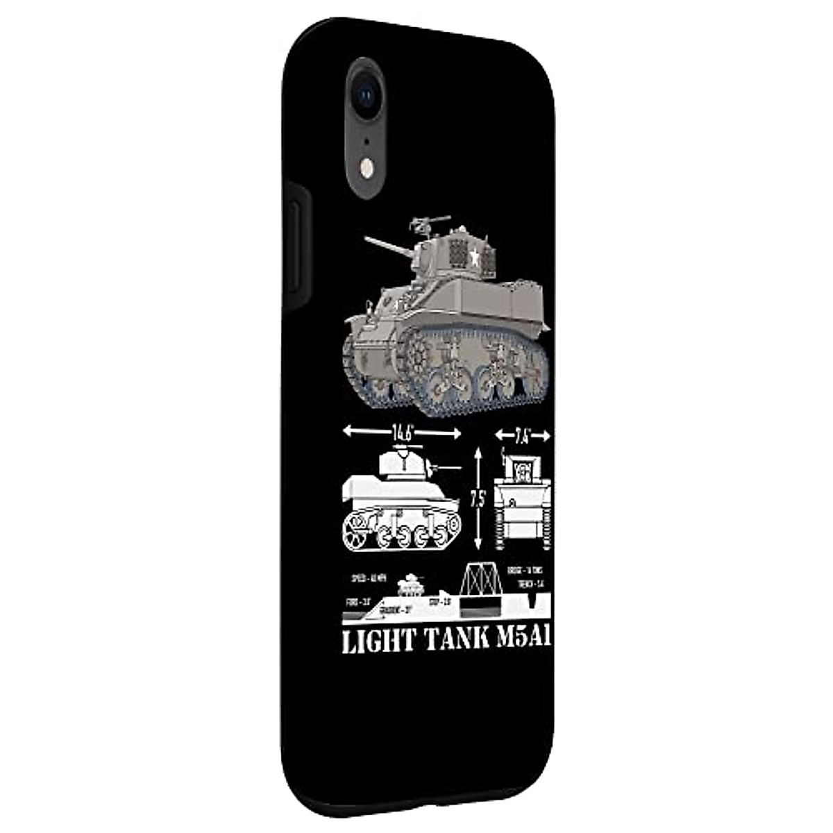 iPhone XR M5A1 Light Tank American WW2 Tanks Infographic Diagram Case