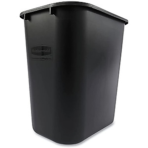 Rubbermaid Commercial 295600BK Deskside Plastic Wastebasket, Rectangular, 7 gal, Black (2)