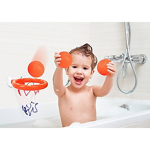 BRITENWAY Bath Toys - Bathtub Basketball Hoop for Kids w/ 3 Balls - BPA Free Plastic Toddler Bath Toys for Boys & Girls - Easy to Set Up Basketball Shooting Game w/Suctions Cups for Flat Surface