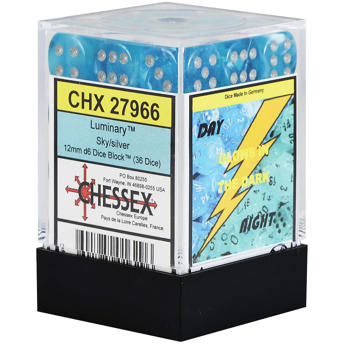 Chessex 27966 Dice, Sky W/Silver, 12 mm