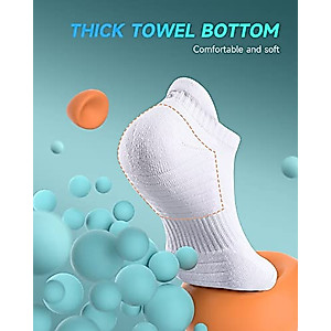 TANSTC Ankle Athletic Low Cut Socks,Running Sports White Men's Sock,Mesh Breathable and Arch Support Non-Slip,Comfortable Cushioned Heel Tab Thick Cotton Women Socks,6 Pairs