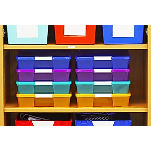 Storex Classroom Student Project Box, 15.25 x 13.25 x 3.25 inches , Assorted Tints, 5-Pack (63202U05C), standard sized