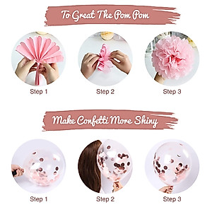 60th Birthday Party Decorations Rose Gold Decor Party Supplies Tissue Pom Poms Paper Circle Dots Garlands, Hanging Party Supply Set for 60th Anniversary Decorations Birthday Party Backdrop