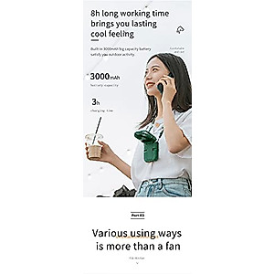 New 2021 Upgrade Handheld Fan Small Personal Fan with 3 Speeds Neck Rechargeable Portable Fan Powerful Mini USB Outdoor Fan Quiet Small Desk Fan Free Angle Good for Travel Home Office School - Green