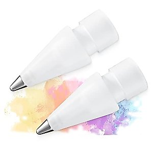 Realistic Pen Like Fine Point Pencil Tips Compatible with Apple Pencil 2nd 1st Generation,2 Pack Fine Tips Paperfeel Ipad Pro Pen 1st 2 Gen Replacement Nibs fits for Artists,Note-Takers ,White