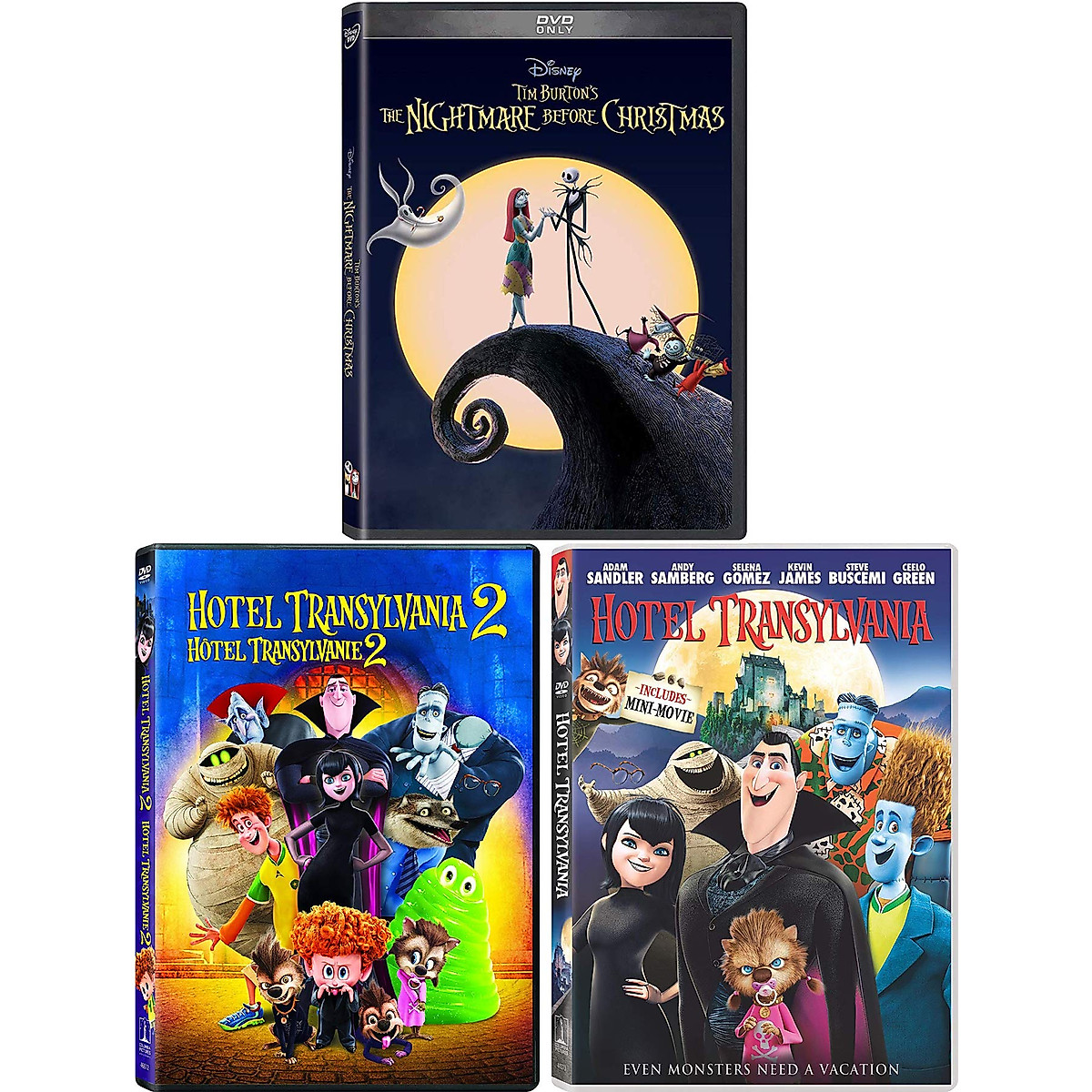 Monster Mix Jack Skellington Nightmare Before Christmas Tim Burton Disney DVD with Hotel Transylvania Part 1 & 2