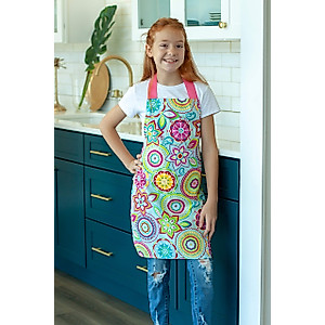Sara Sews Colorful Pink Floral Handmade Art Craft or Baking Apron Gift for Tween Girl
