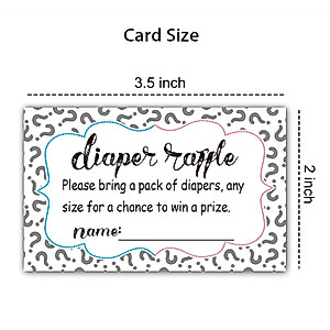 Diaper Raffle Tickets for Baby Shower (50 Count) 3.5" x 2" with Name Line, Baby Shower Game