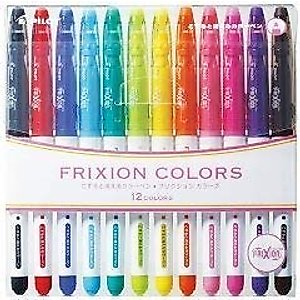 Pilot Frixion Colors Erasable Marker - 12 Color set /Value set Which Attached the Eraser Only for Friction