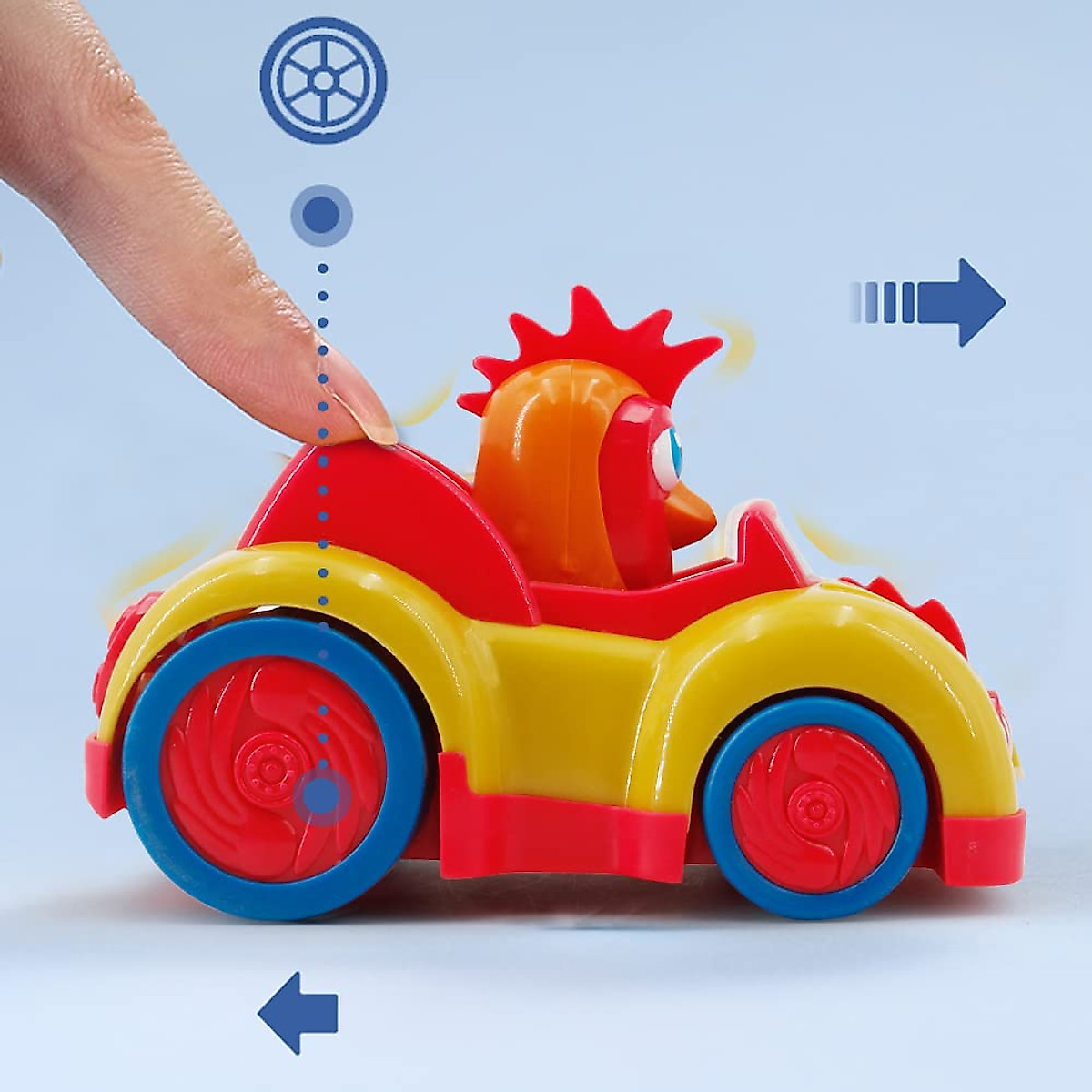 TOYMAKER La Granja De Zenon Kids Car Bartolito Chicken Toys Push and Go Cars Toys Lorito Pepe Bird Toys Friction Powered Inertia Cars for Toddlers 1-3 Birthday for Girls Boys