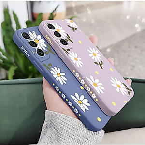 Sunswim Compatible with Galaxy A50 Case Cute Daisy Pattern Full Camera Lens Protection Shockproof TPU Bumper Liquid Silicone Protective Cover Phone Cases for Samsung Galaxy A50/A50s/A30s-Black