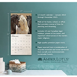 Spirit Horses 2023 Wall Calendar by Tony Stromberg | 12" x 24" Open | Amber Lotus Publishing