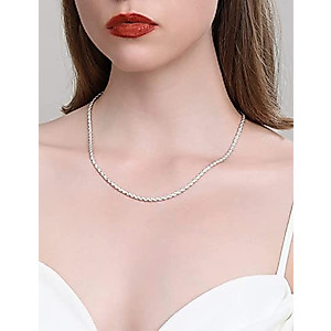 Waitsoul 925 Sterling Silver Rope Chain Lobster Clasp 2mm Silver Chain for Men Women Silver Necklace Chain 16 Inch