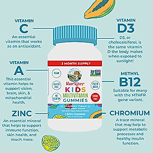 MaryRuth's Kids Multivitamin Gummies | Sugar Free | 2 Month Supply | Kid & Toddlers Age 2+ Daily Multivitamin: Vitamin C, D3, Zinc | Kids Vitamins | Only 1 Gummy Per Day | 60 Ct (60 Day Supply)