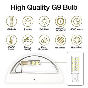 Aiilsmp White Modern LED Wall Sconces Hardwired Wall Sconces Indoor Up and Down Wall Mount Light for Living Room, Bedroom, Hallway Cool White 6000K(with G9 Bulbs)