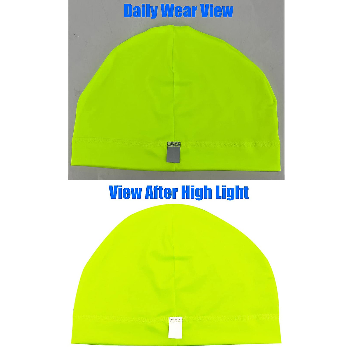 Neon Yellow Skull Beanie Helmet Liner Sweat Wicking Running Hat Cycling Caps Cooling Cap Skullcap Liners Fits Under Motorcycle Helmets for Men and Women