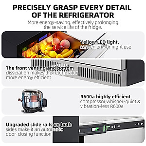 Garvee 24 inch Undercounter Refrigerator, 5.12 Cu.Ft Outdoor Fridge for Patio, Wine and Beverage Refrigerator, Drawer Refrigerator Under Counter Fridge Ideal for Home and Commercial