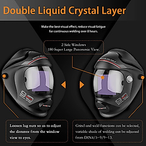 Tekware Welding Helmet Auto Dark,True Color Welder Helmet,4 Arc Sensor Welding Hood, Lightweight Hemispherical 4C Lens Welding Mask, Variable Shade 4~5/9-9/13