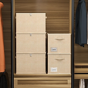 2 Pack Shoe Organizer for Closet - Shoe Storage Bins with Clear Cover, Fabric Shoe Storage Containers with Reinforced Handles, Fits up to 24 Pairs (Beige, 16.5 * 12.6 * 12.2in)