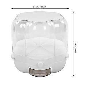 Zerodis Rice and Grain Storage Container, 360° Rotating Food Dispenser with Lid for Black Rice, Yellow Rice and Other Small Beans(White 9kg / 19.84lb)