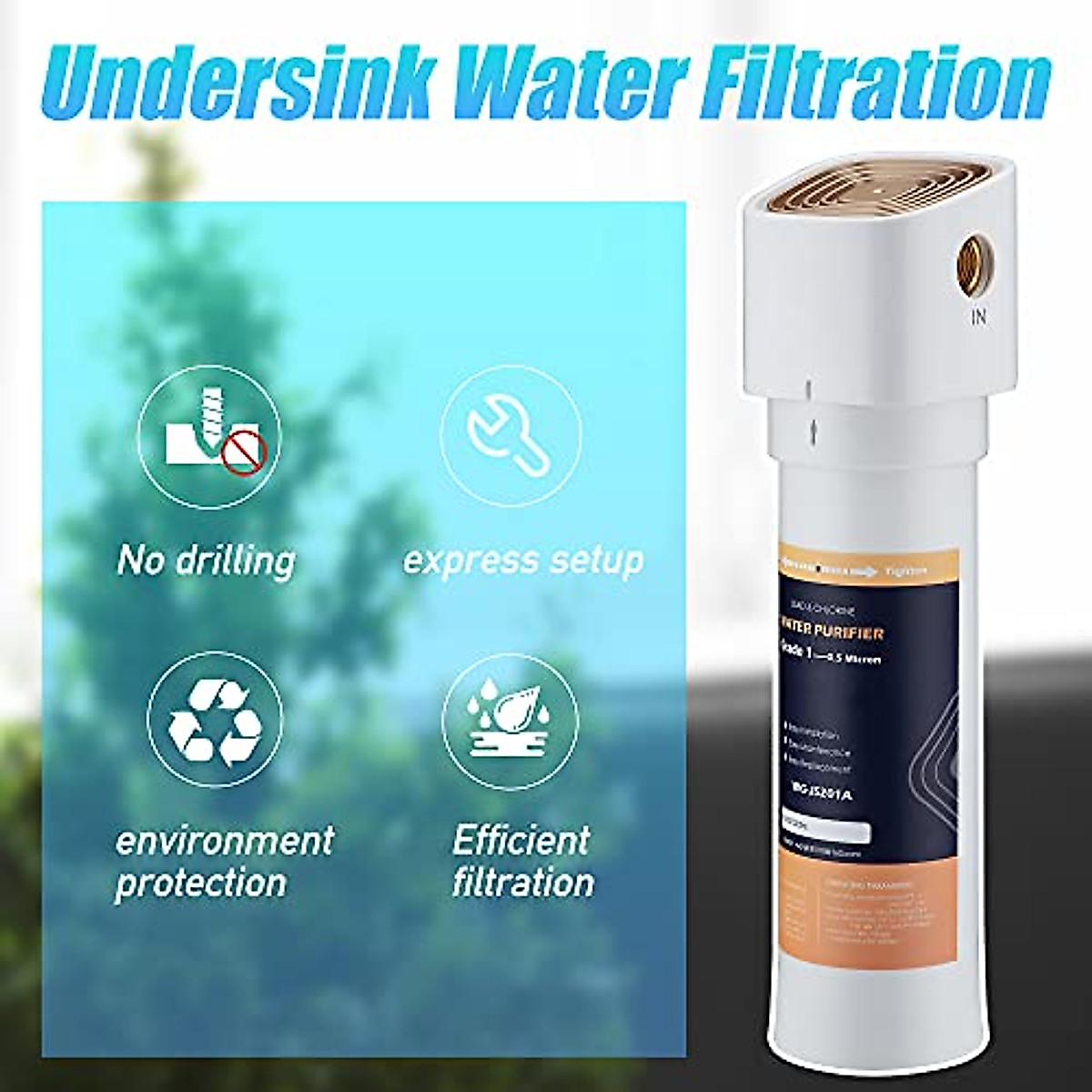 Under Sink Water Filter System,Water Filtration System,NSF/ANSI Certified Direct Connect Under Counter to Kitchen Faucet,Drinking Water Filter 0.5 Micron Reduces 99.99% Lead,Chlorine,Bad Taste,Odor