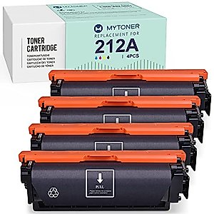MYTONER Remanufactured Toner Cartridge Replacement for HP 212A 212 W2120A W2121A W2122A W2123A for Color Laserjet Enterprise M554 M555 Flow MFP M578 Printer NO CHIP (Black,Cyan,Magenta,Yellow,4-Pack)