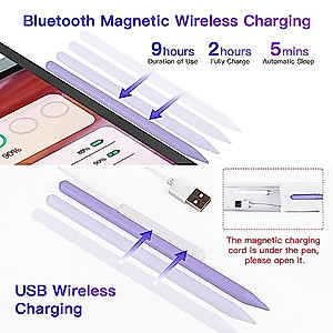 iPad Pencil 2nd Generation with Magnetic Wireless Charging, Apple Pencil 2nd Generation, Smart Pen Compatible with iPad Pro 11 in 1/2/3/4, iPad Pro 12.9 in 3/4/5/6, iPad Air 4/5, iPad Mini 6, Purple