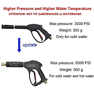 M MINGLE Short High Pressure Washer Gun for Hot and Cold Water, 17 Inch Pressure Washer Extension Wand
