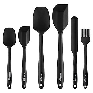 NileHome Silicone Spatula Set 6 Pieces Food Grade Kitchen Utensils with Silicone Brush Heat Resistant BPA-free Rubber Spatula for Scraping, Baking, Cooking, Mixing