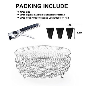 Upgrade Air Fryer Rack, Three Stackable Dehydrator Racks for Gowise Phillips USA Cozyna Ninja Airfryer,Stainless Steel Round Air Fryer Rack Fit all 4.2QT - 5.8QT Air fryer,Oven,Press Cooker (Round)