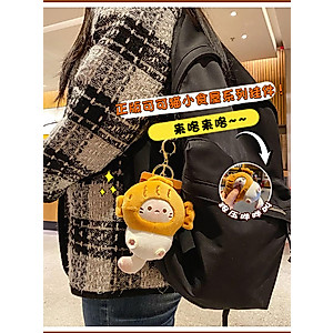 HSYHERE Men Women Creative Interesting Funny Cute Stylish Wearing Food Shrimp Bread Hat Soft Cat Plush Kitty Keychain Key Ring, Valentine Lover Christmas New Year Gift Bag Pendant -Fish