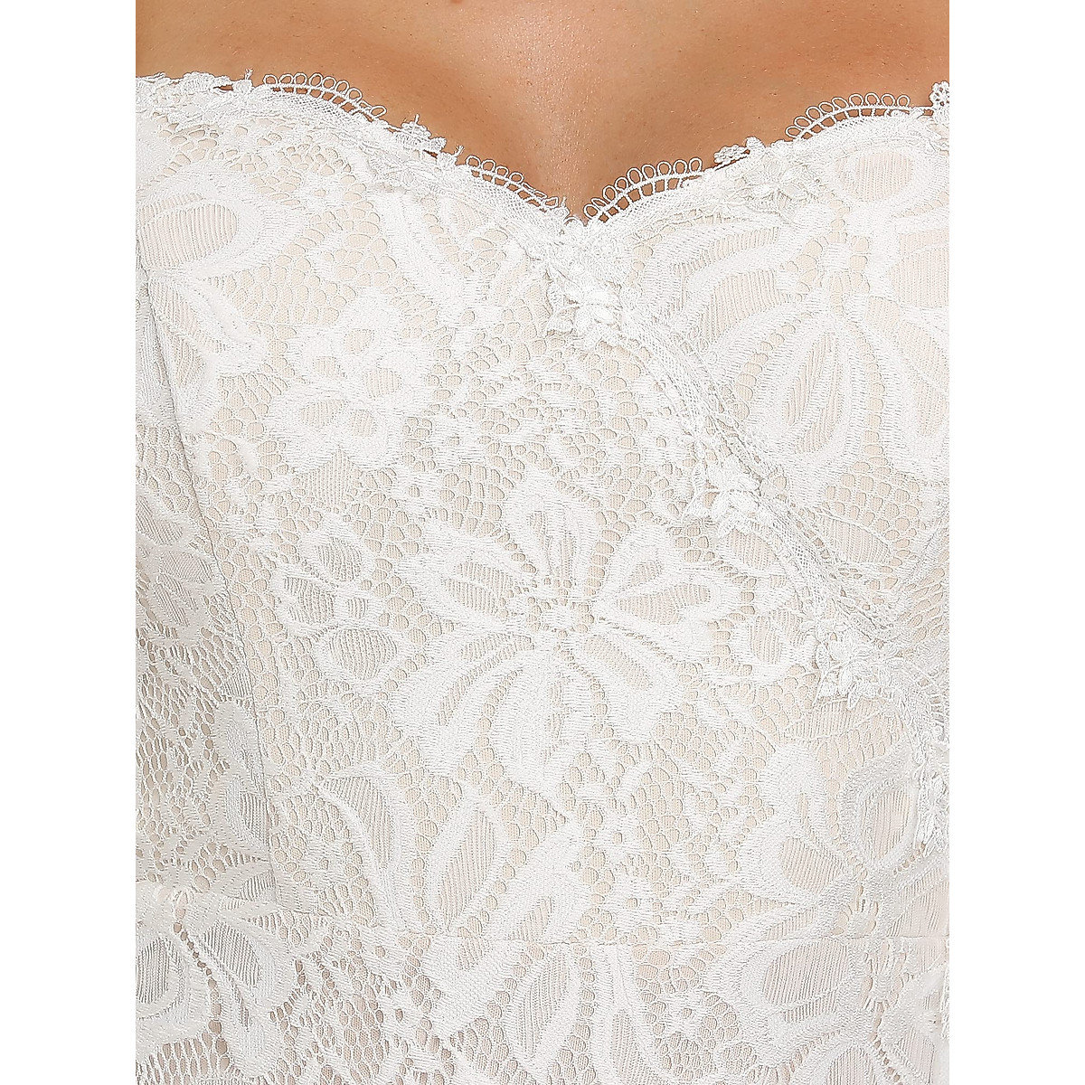 Ever-Pretty Womens Lace Floor Length Mermaid Bridal Gown with Long Train White US10