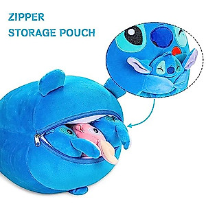 Tigiemap 13.8 Inch Stitch Plush, Stitch Mommy with 3 Baby Monsters Stuffed Plush Throw Pillow for Kids Boys Girls for Room Sofa Cushion Decoration